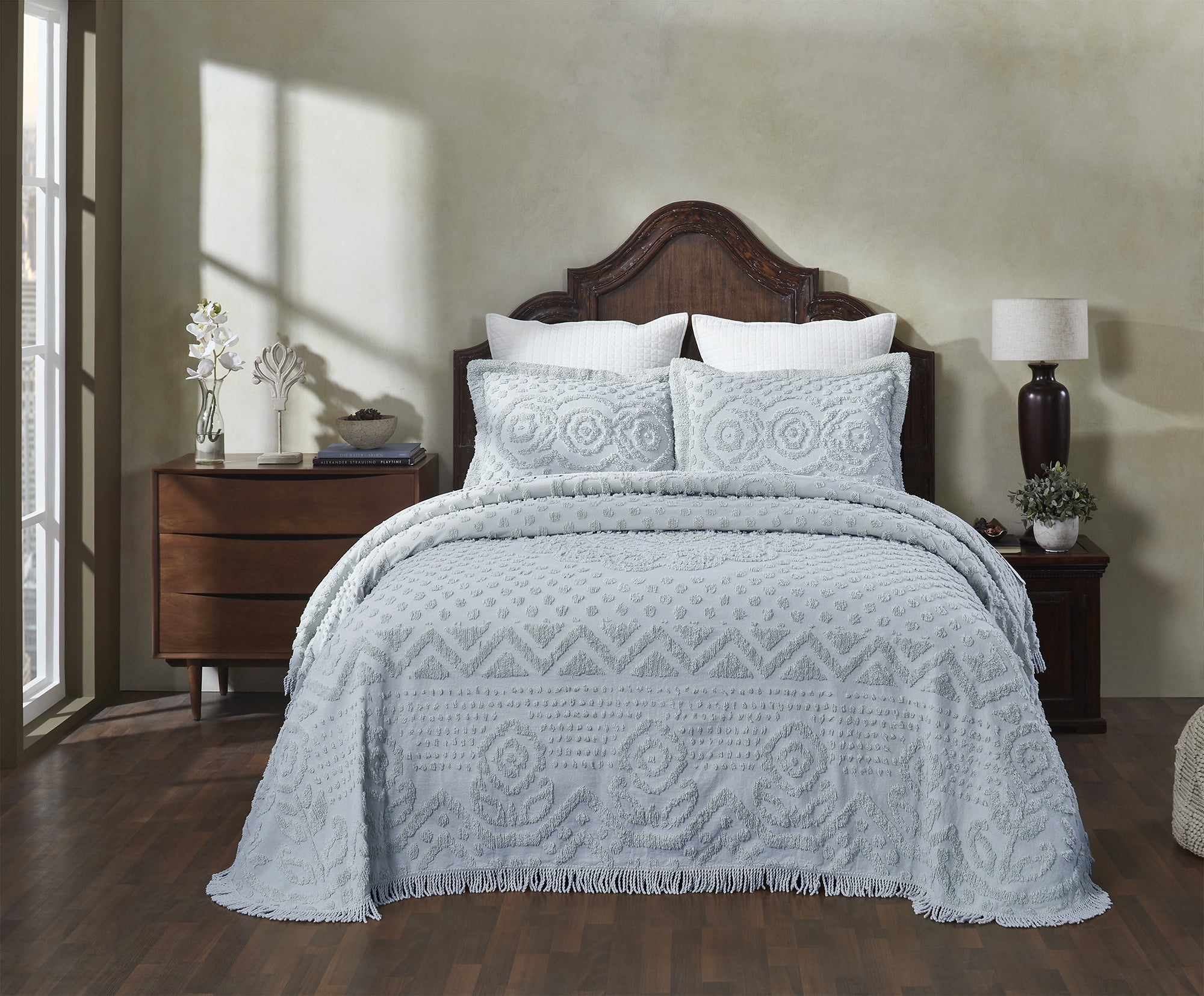Better Trends 2 Piece Chenille Bedspread Set for Twin Bedspread 100% ...