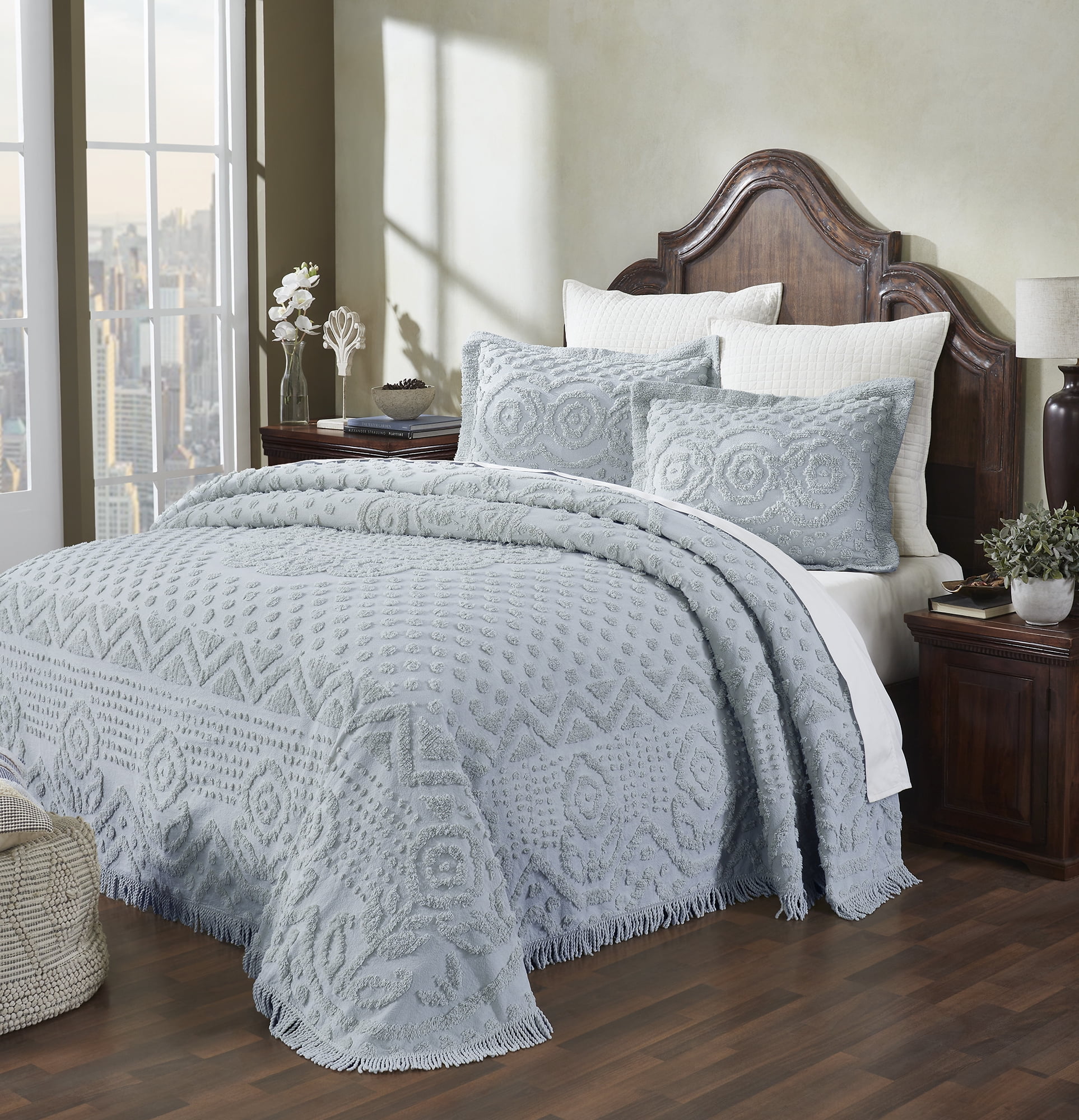 Better Trends 3 Piece Chenille Bedspread Set for Queen Bedspread 100% ...