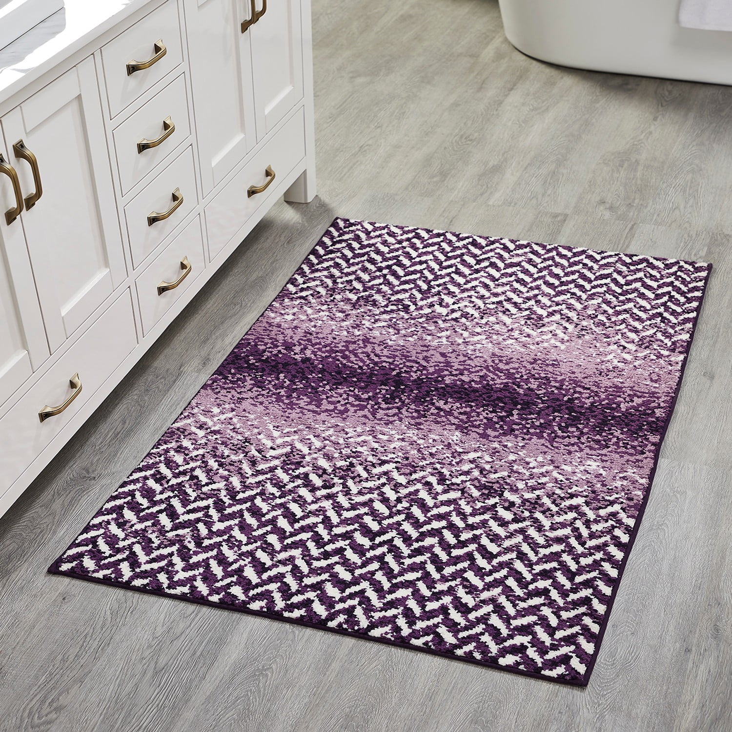 Better Trends Casablanca Micro Polyester 30x50 Purple Bath Rug, Soft ...