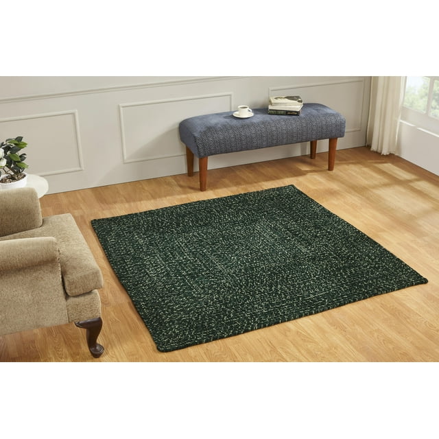 Better Trends 60" Square Braided Rug 100% Polyester Durable and Stain ...