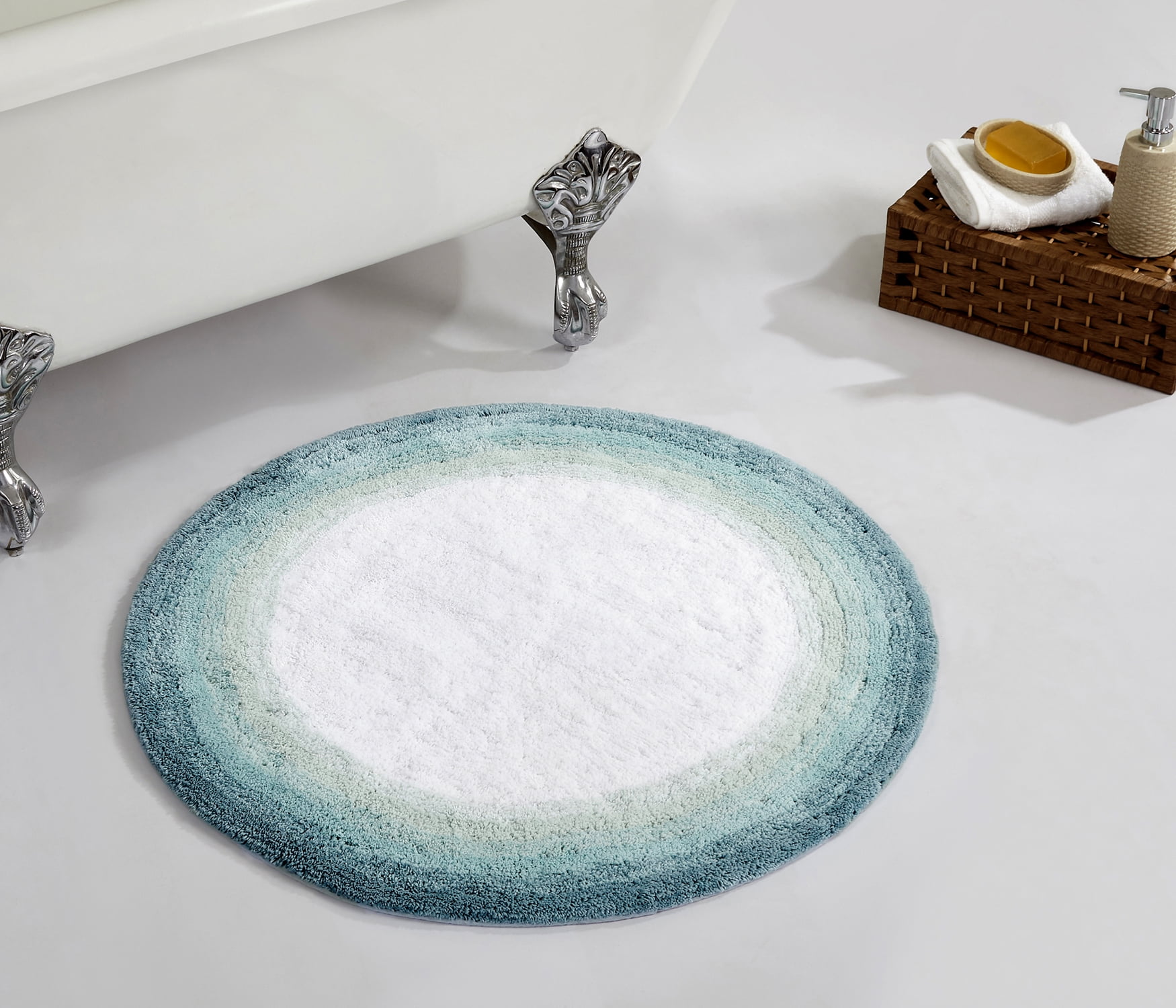 Better Trends Chic Round Bath Mat, 30" Diameter, 100% Cotton Non Slip ...