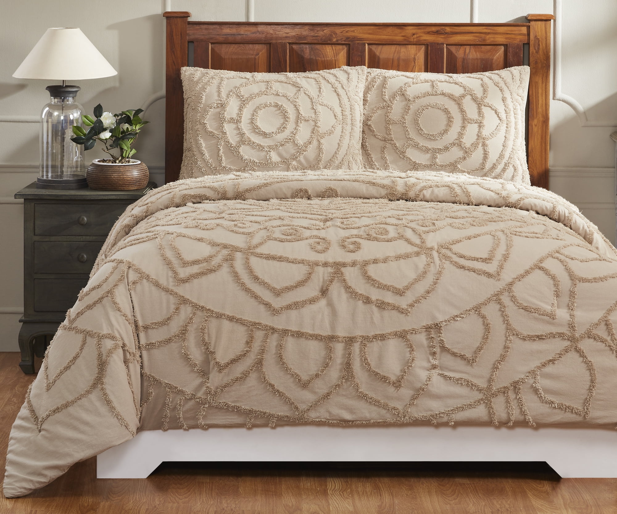 Better Trends Chenille Comforter Set King Size 3 Piece 100% Cotton Soft ...