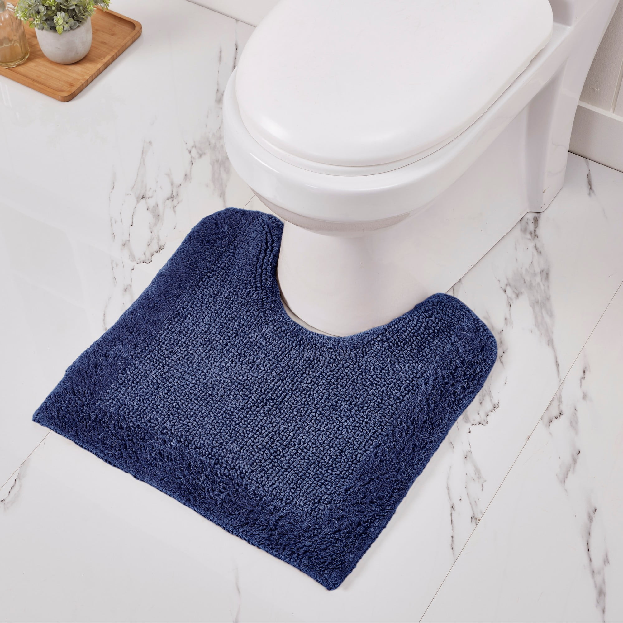 Better Trends 20" x 20" U-Shape Toilet Rug, 100% Cotton Soft Reversible ...