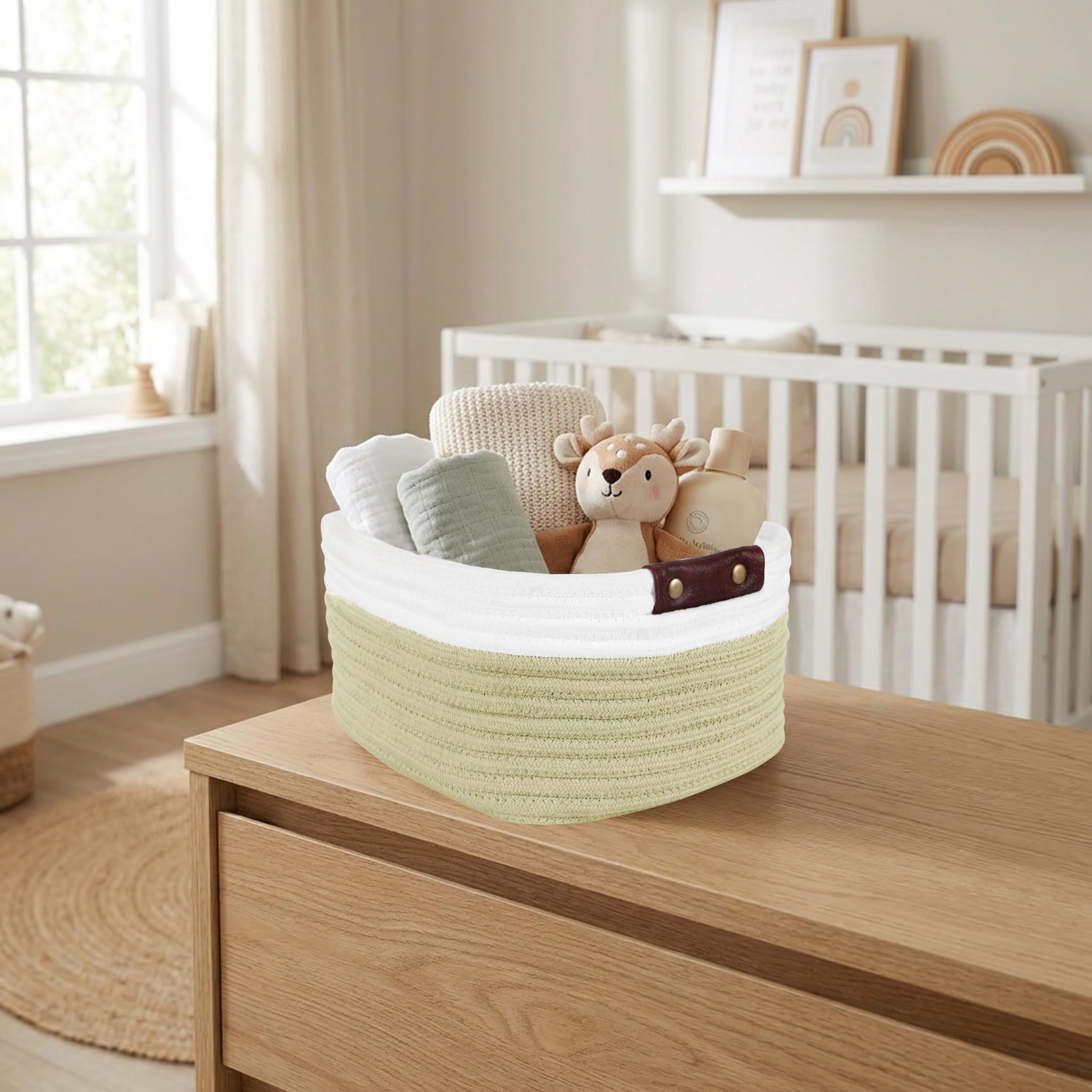 Better Trends Cotton Rope Storage Basket Bins With Handle, 11X9X6 Inch ...
