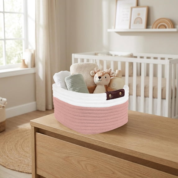 Better Trends Cotton Rope Storage Basket Bins With Handle, 9.5X7.5X5 ...