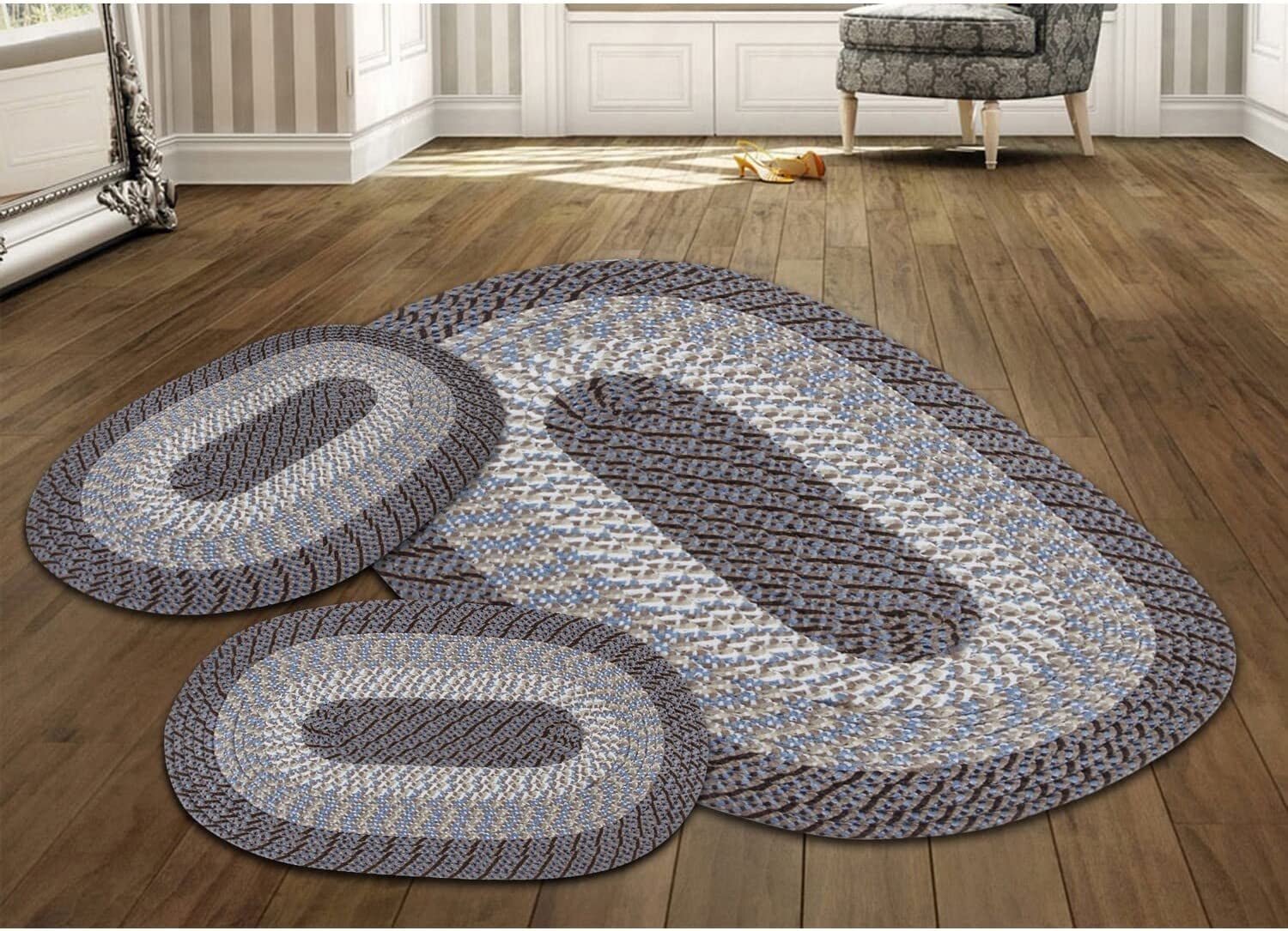 Better Trends 3 Piece Braided Rug Set, 100% Polypropylene Indoor Area ...