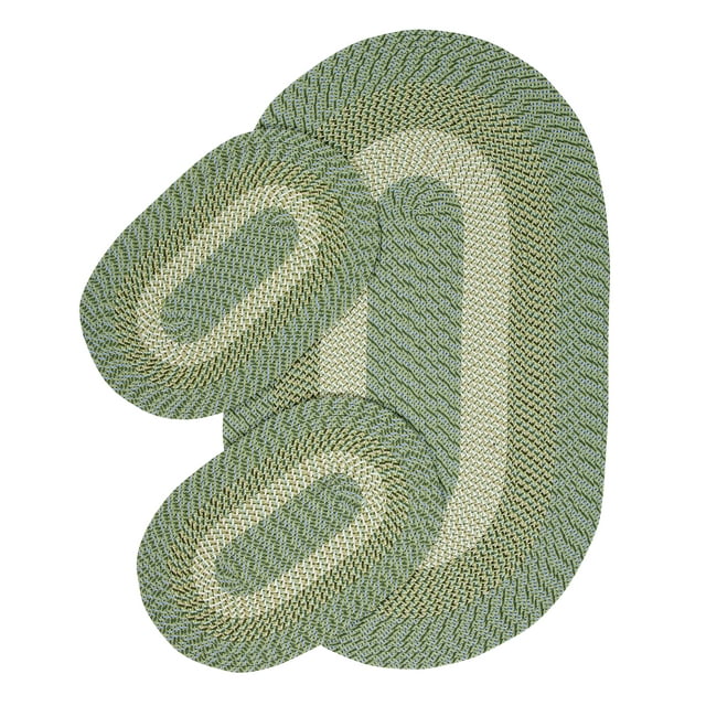 Better Trends Country 3 Piece Polypropylene Natural Blue Stripe Braided ...