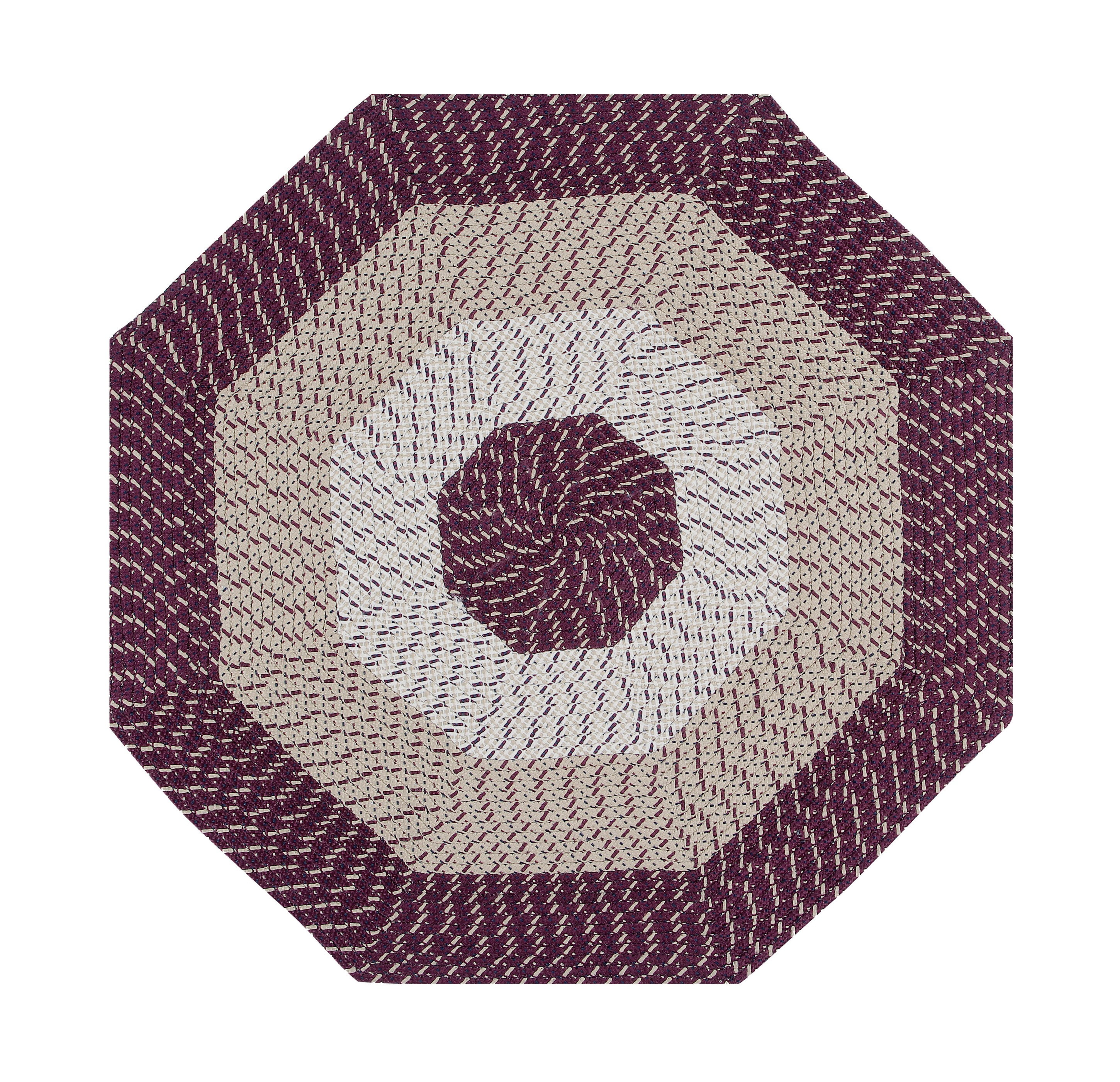 Better Trends 96" Octagonal Braided Rug 100% Polypropylene Durable and ...