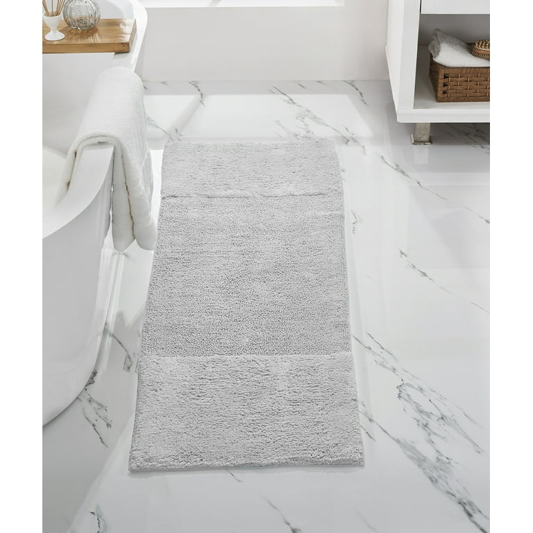 Better Trends Granada Collection Bath Runner Rug Water Absorbing bathroom floor mat Perfect Bath Mats for Bathroom Quick Dry Non Slip Bath Mat Long Bath Mat White Runner