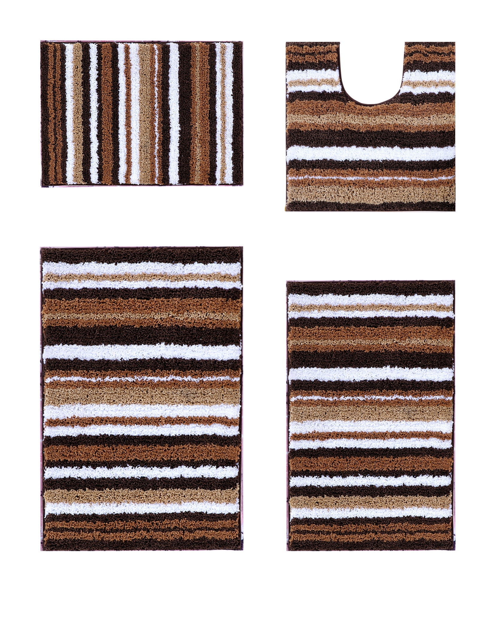Better Trends 4 Piece Bathroom Rug Set 100% Polyester Soft Water ...