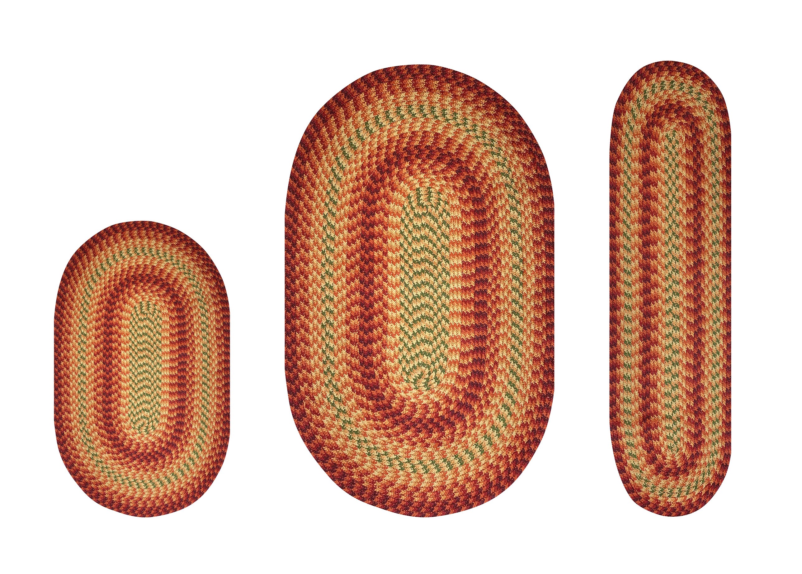 Better Trends 3 Piece Braided Rug Set, 100% Polypropylene Indoor Area ...