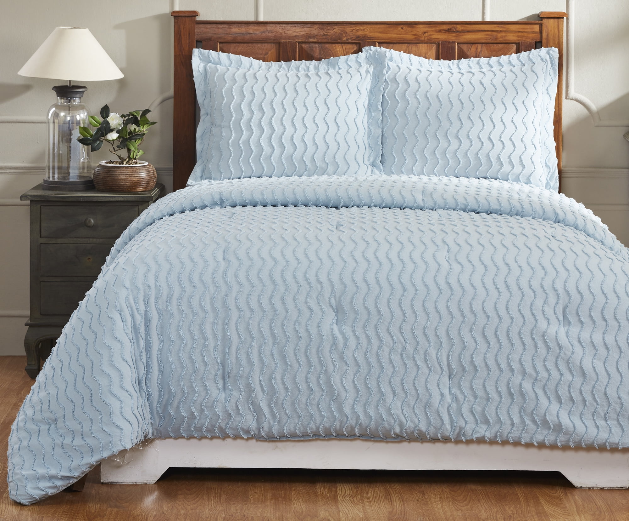 Better Trends Chenille Comforter Set King Size 3 Piece 100% Cotton Soft ...