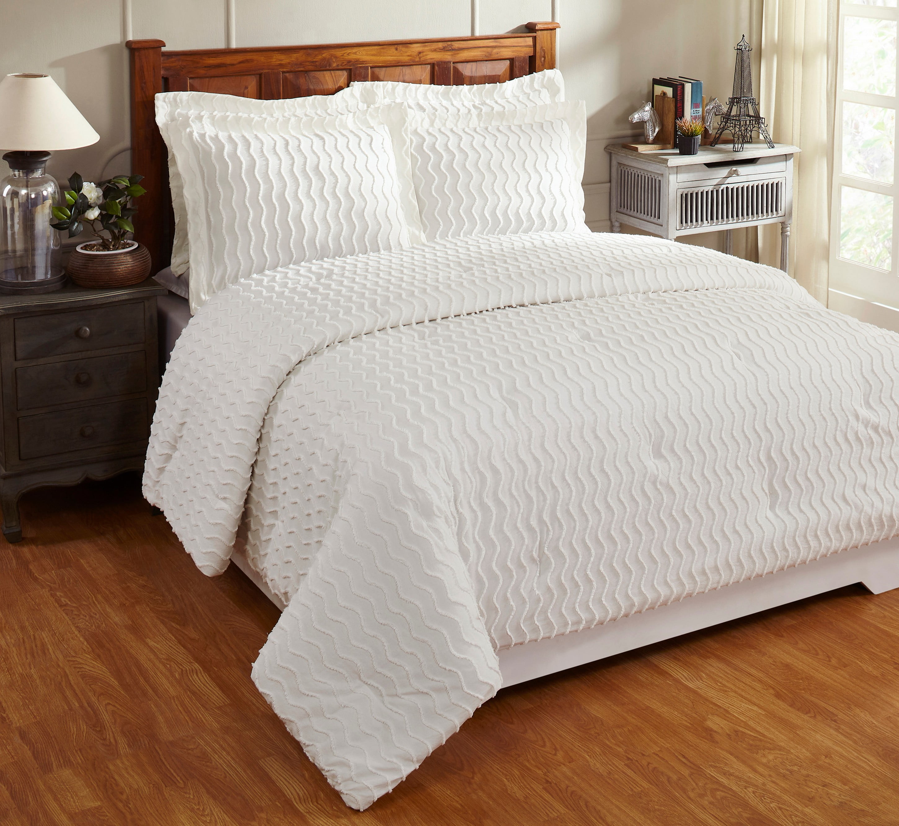 Better Trends Chenille Comforter Set King Size 3 Piece 100% Cotton Soft ...