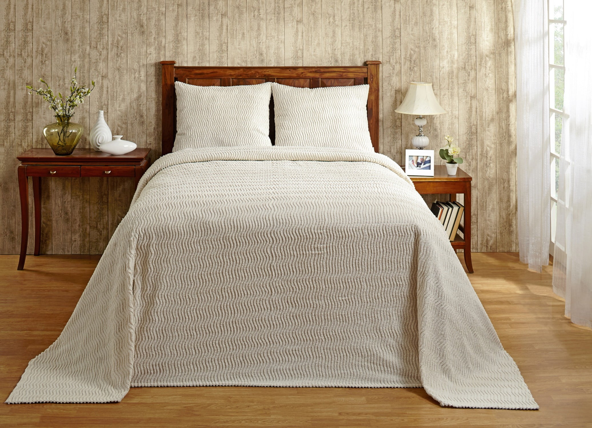 Better Trends Ivory Natick Wave 100% Cotton Bedspread, Queen - Walmart.com