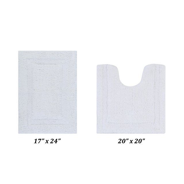 Better Trends Lux 100% Cotton 2 Piece Bath Mat Rug Set - White ...