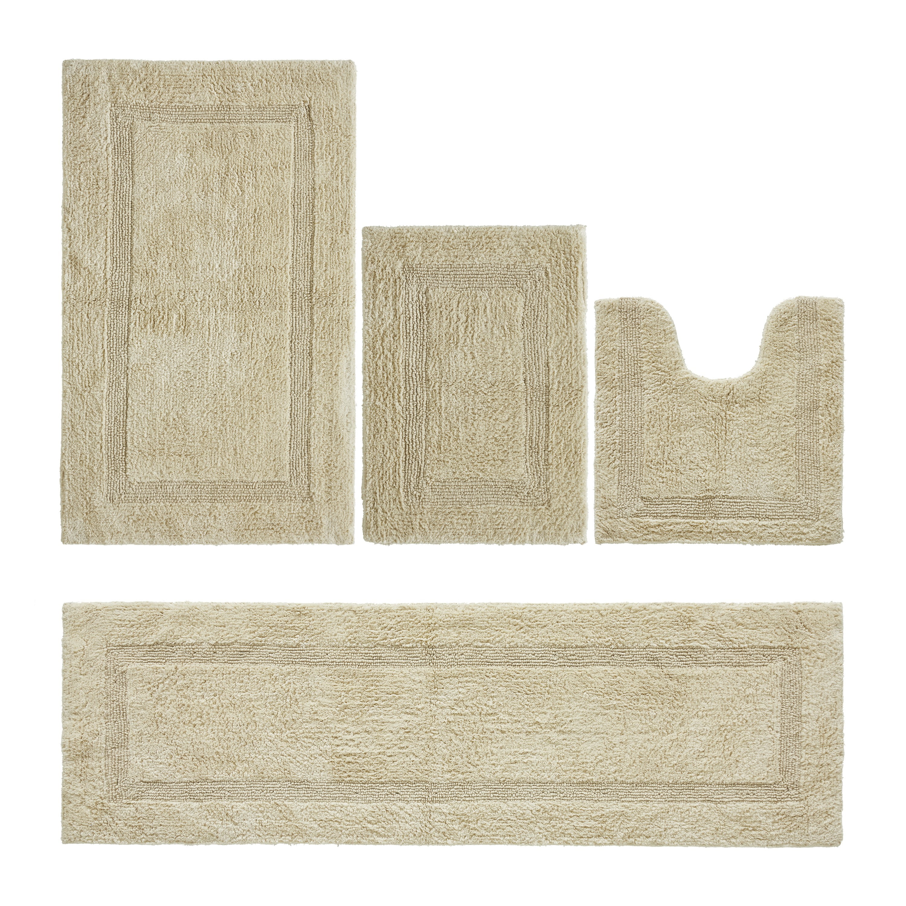 Better Trends Luxury Bathroom Rugs 4 Piece Set 100% Cotton Soft Bath ...