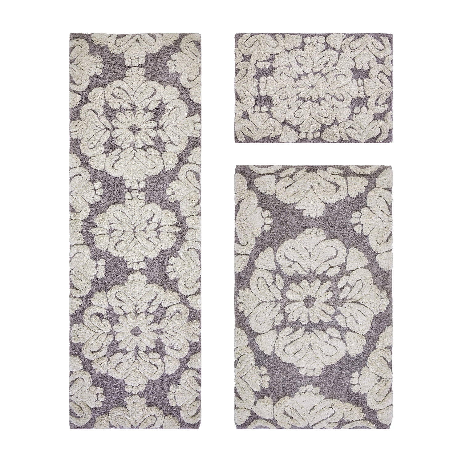 Better Trends 3 Piece Bathroom Rug Set 100% Cotton Extra Soft Tufted ...