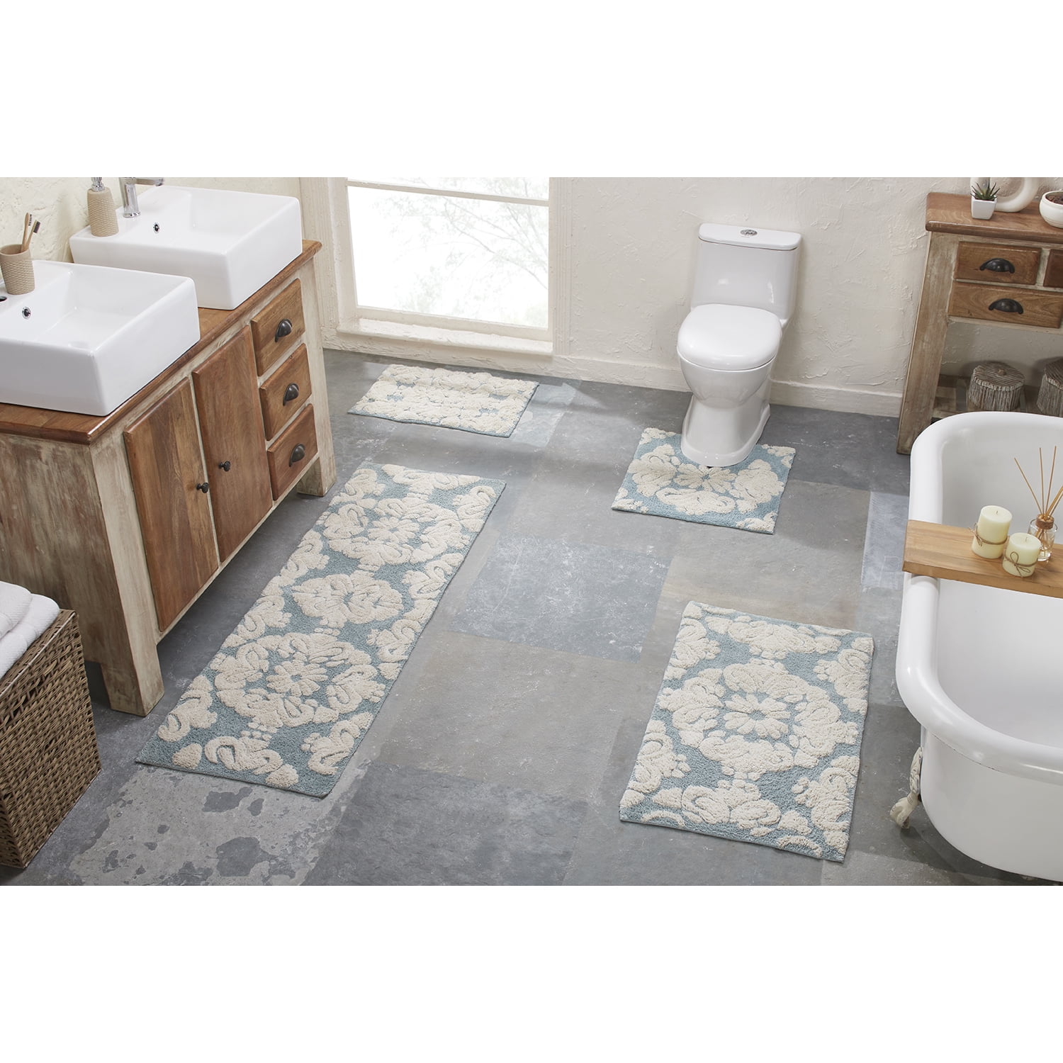 Better Trends 4 Piece Bathroom Rug Set 100% Cotton Extra Soft Tufted ...