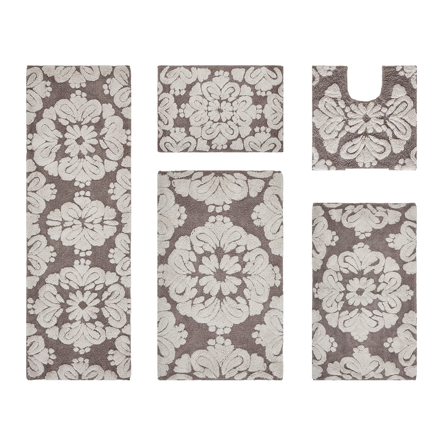 Better Trends 5 Piece Bathroom Rug Set 100% Cotton Extra Soft Tufted ...