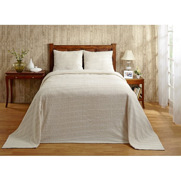 Better Trends Ivory Natick Wave 100% Cotton Bedspread, Queen - Walmart ...