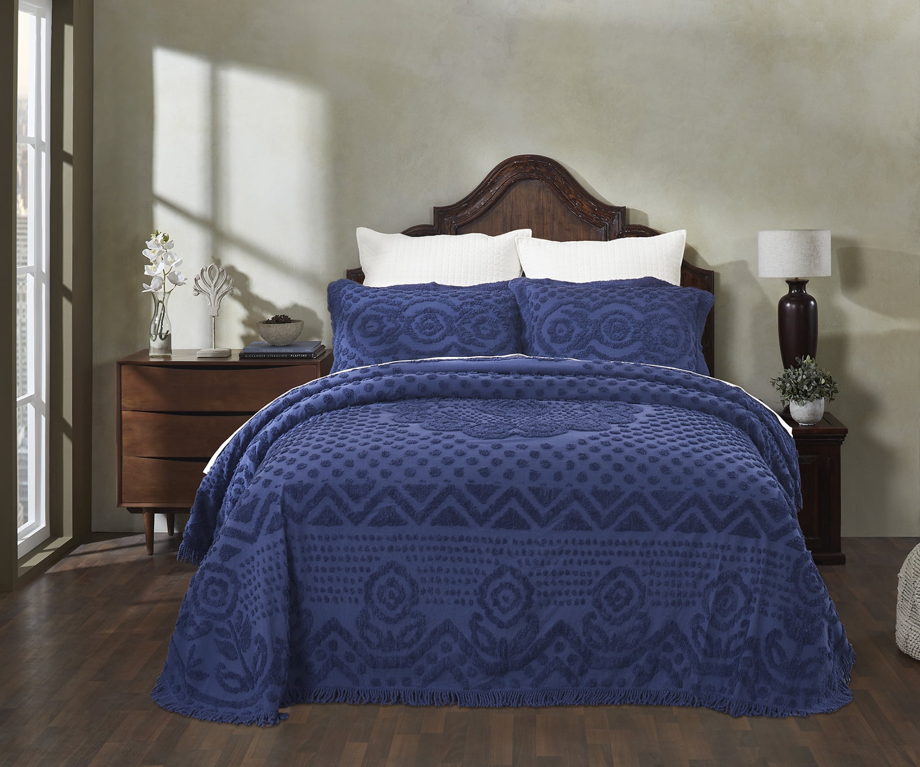 Better Trends 3 Piece Chenille Bedspread Set for Queen Bedspread 100% ...