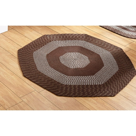 Better Trends Octagonal Braided Rug, 48" Diameter, Reversible Indoor ...