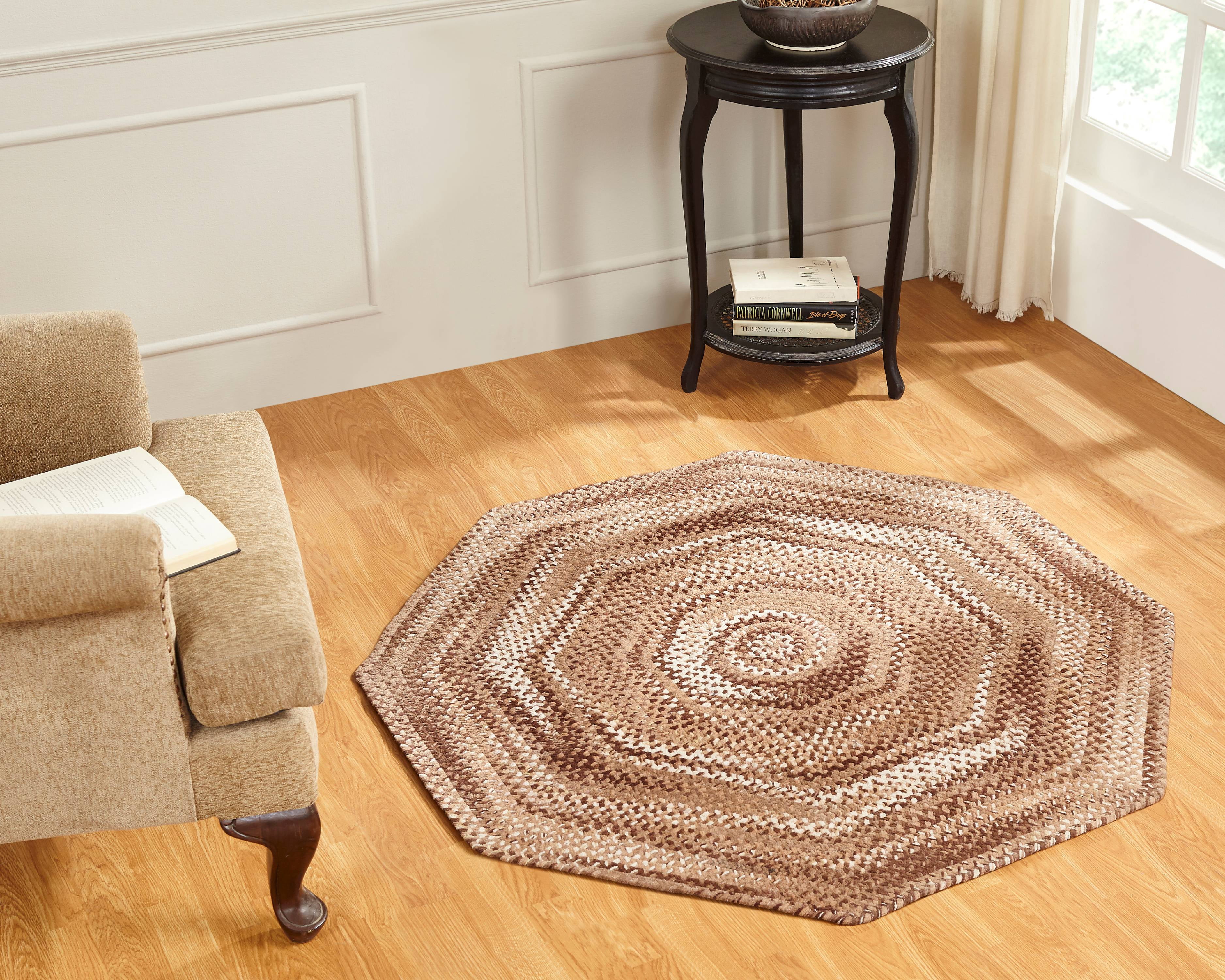 Better Trends 48" Octagonal Braided Rug – 100% Cotton Reversible Accent ...