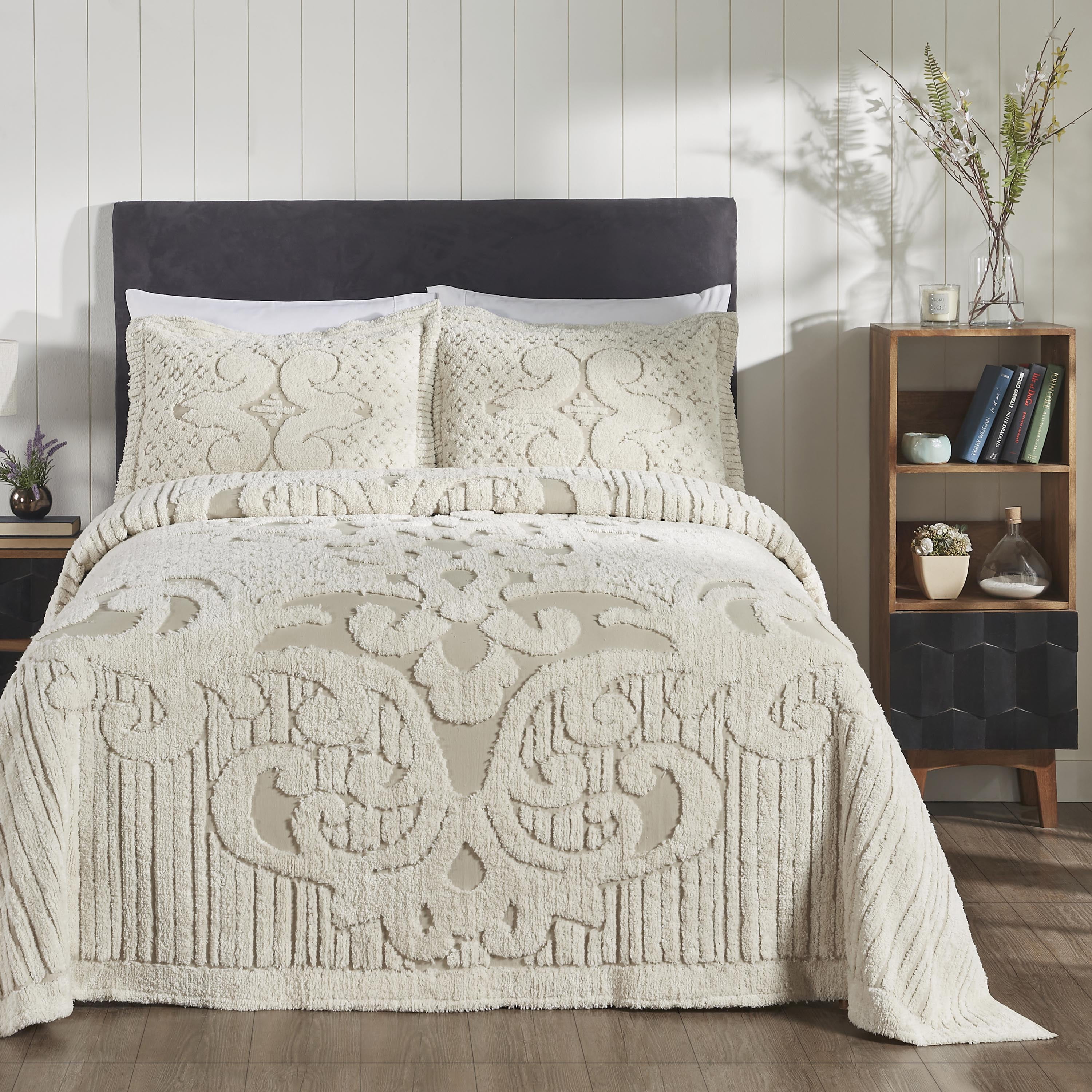 Better Trends 3 Piece Full Bedspread Set 100% Cotton Chenille Tufted ...