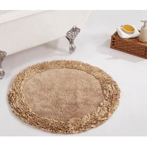 Better Trends Shaggy Border 100% Cotton 30" Round Bath Mat Rug - Beige ...