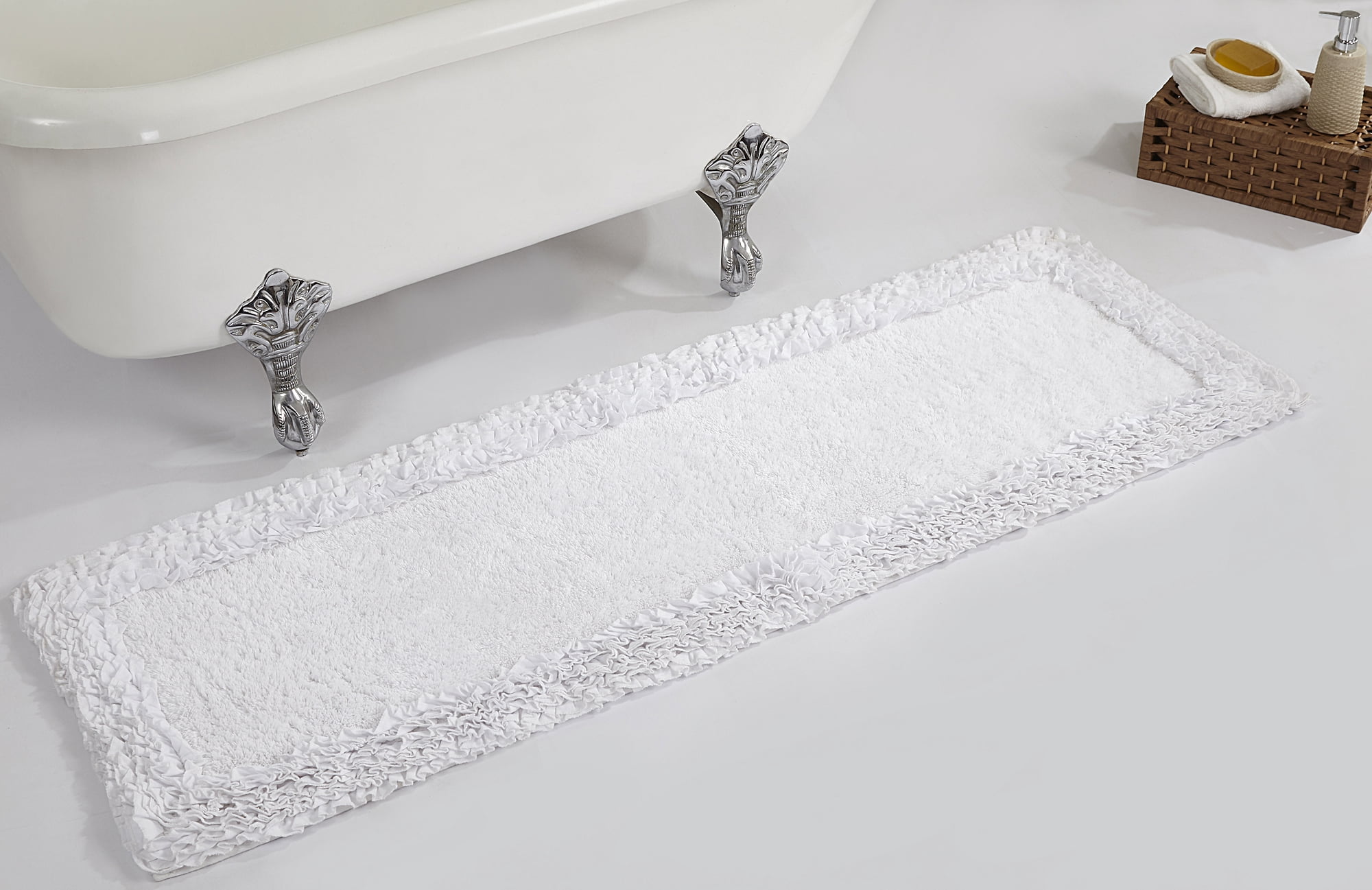 Shaggy Border Ruffle Rug 20X60 White - Walmart.com
