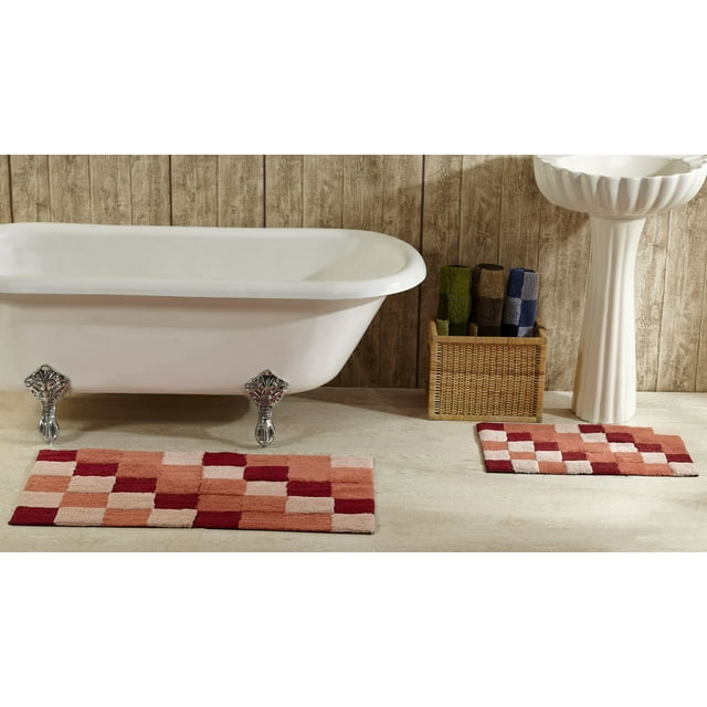 Better Trends Tiles Collection 100% Cotton Ultra Soft Bath Mat Rug, 2 ...