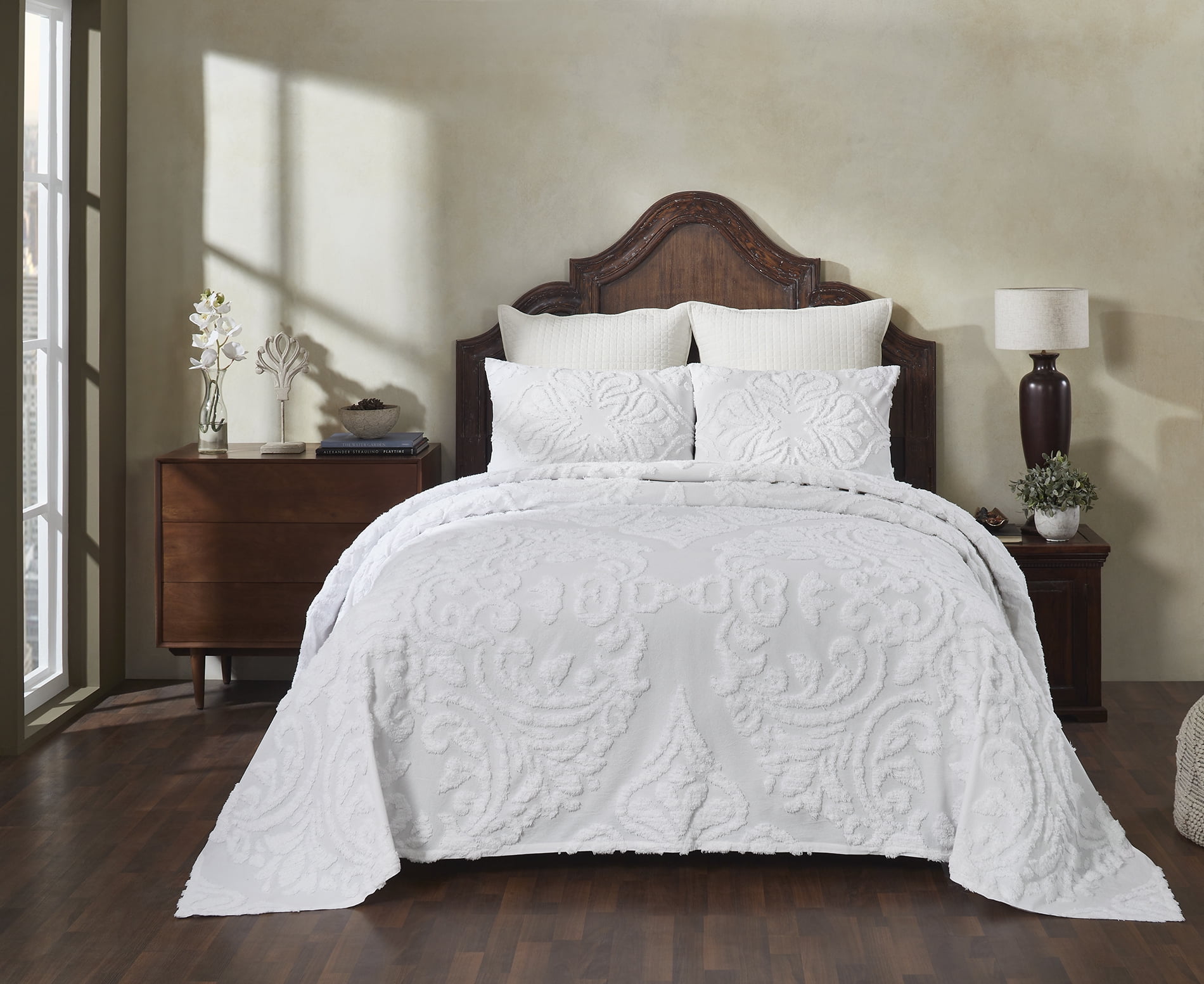 Better Trends 2 Piece Twin Bedspread Set 100% Cotton Tufted Floral ...