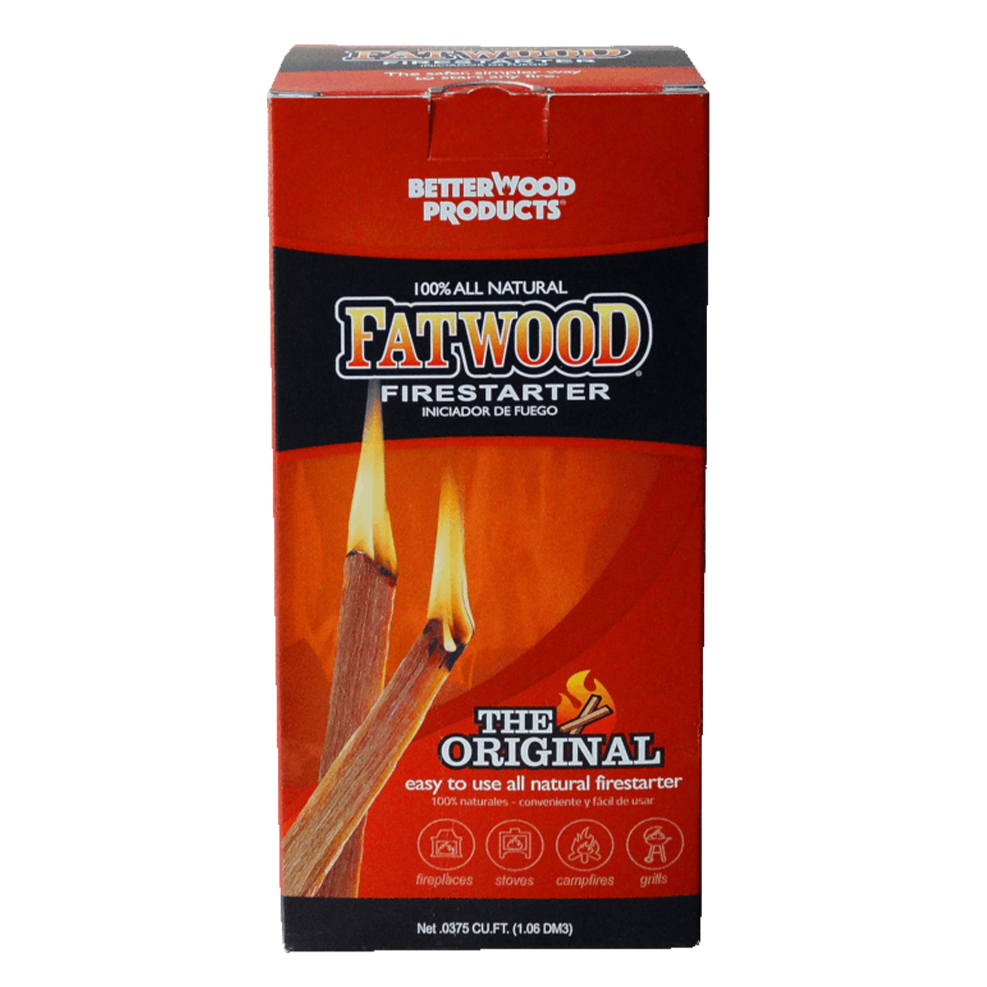 Better Wood Products All Natural Pine Wood Fatwood Firestarter, 5 Pound Box - Walmart.com