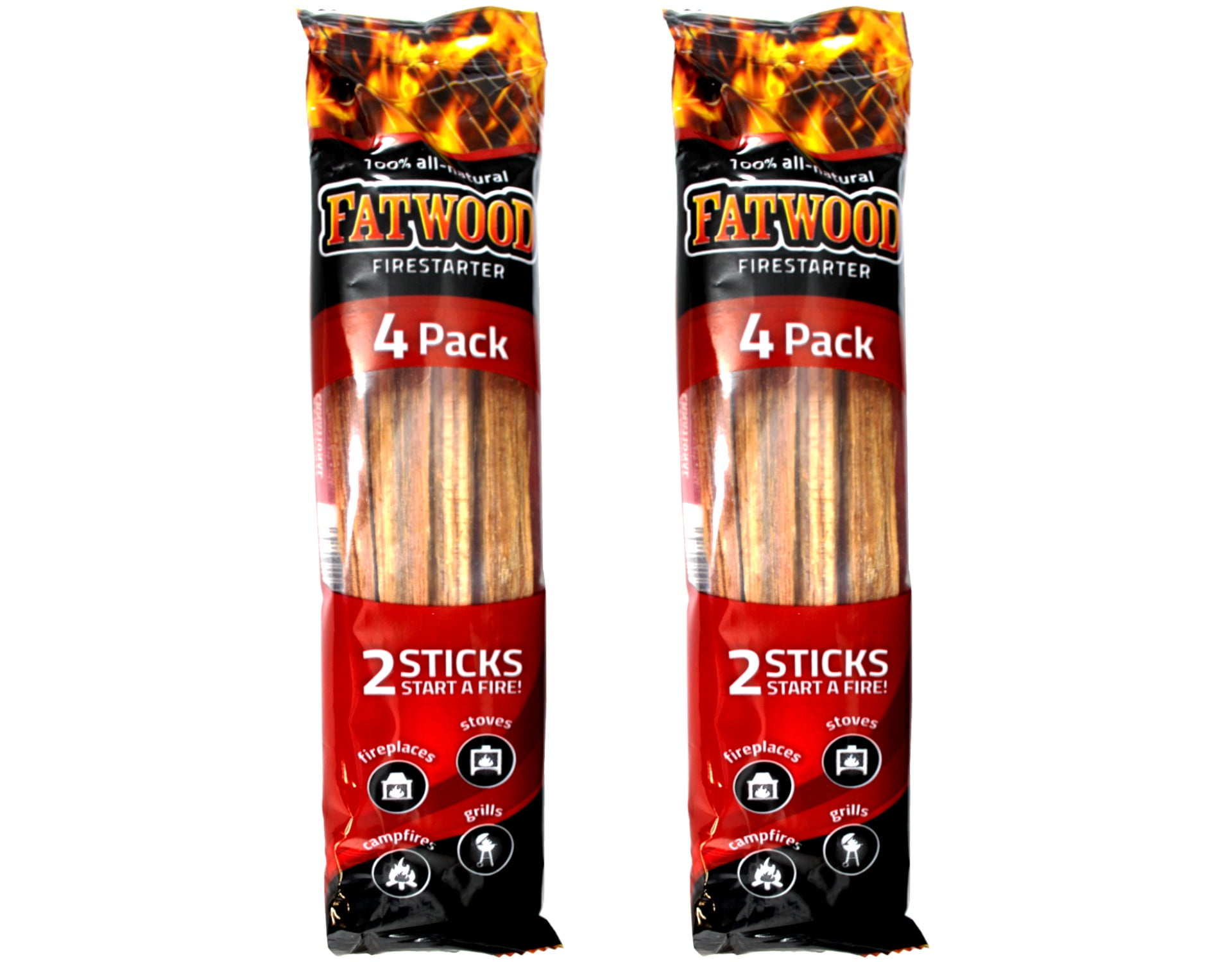 Better Wood Products Fatwood Firestarter 4 Stick Poly Bag, - 2 Pack ...
