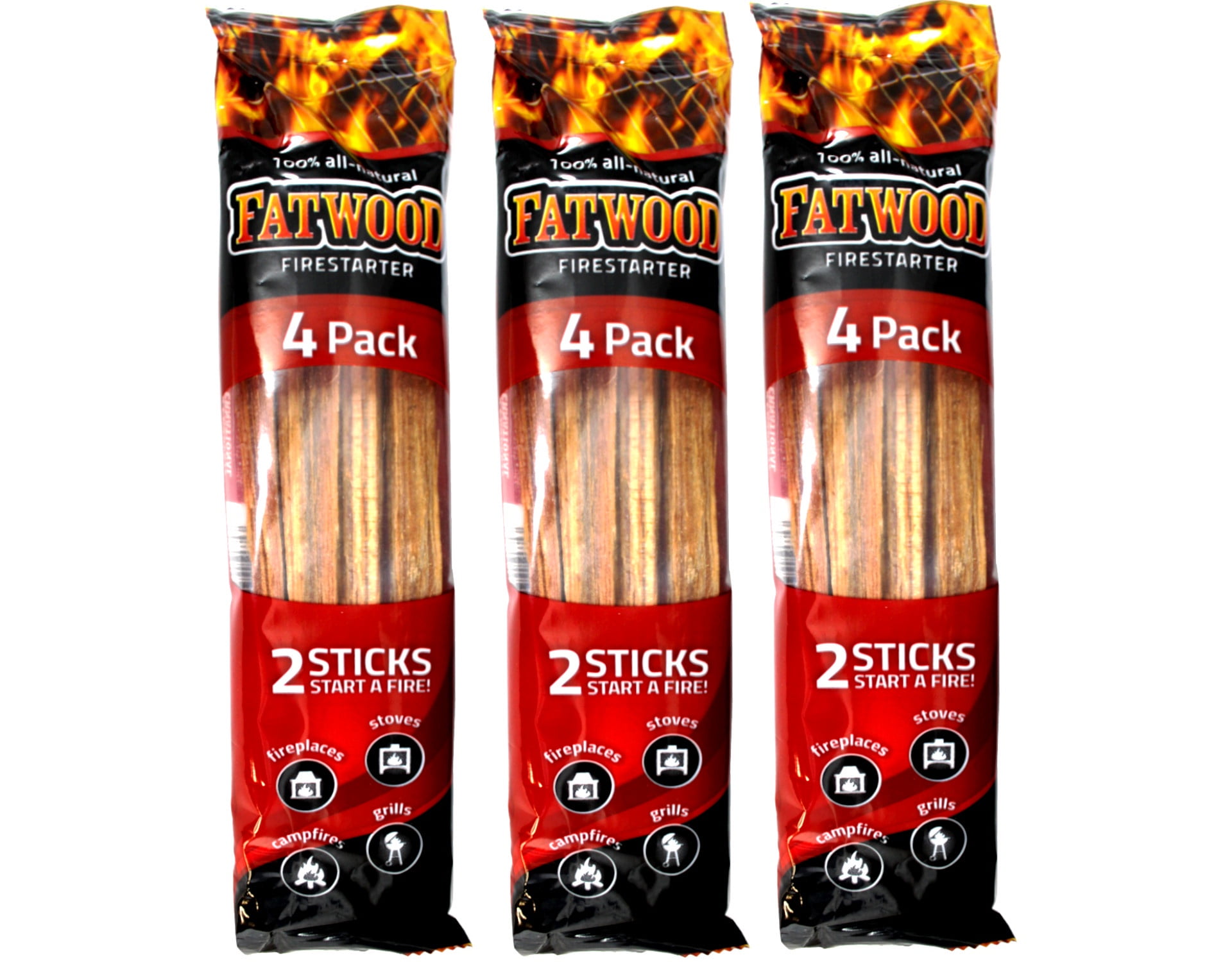 Better Wood Products Fatwood Firestarter 4 Stick Poly Bag, - 3 Pack ...