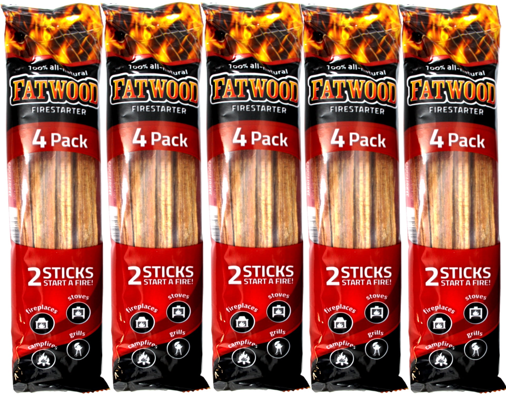 Better Wood Products Fatwood Firestarter 4 Stick Poly Bag, - 5 Pack - Walmart.com