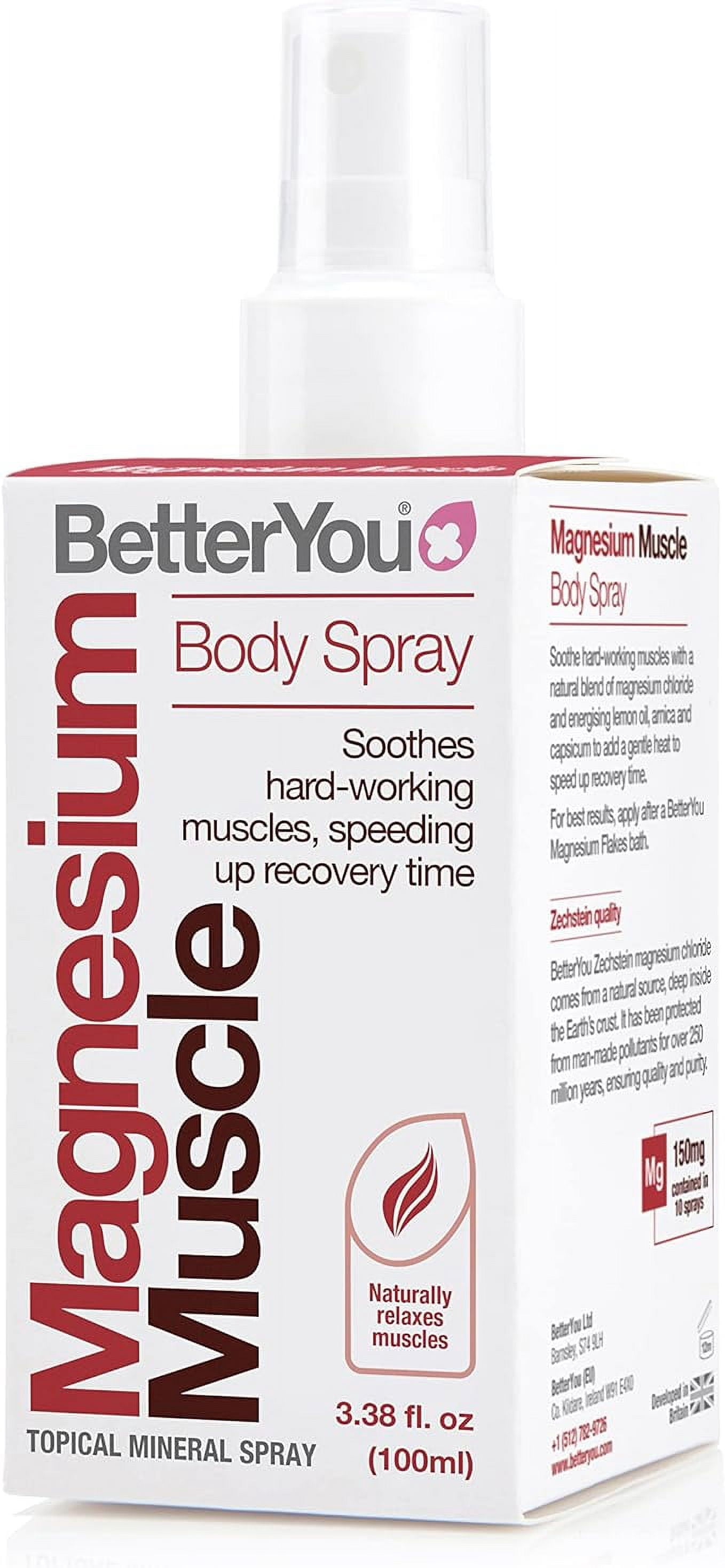 Better You Magnesium Muscle Spray, 100 Ml, 3.38 Oz, 6 Pack - Walmart.com
