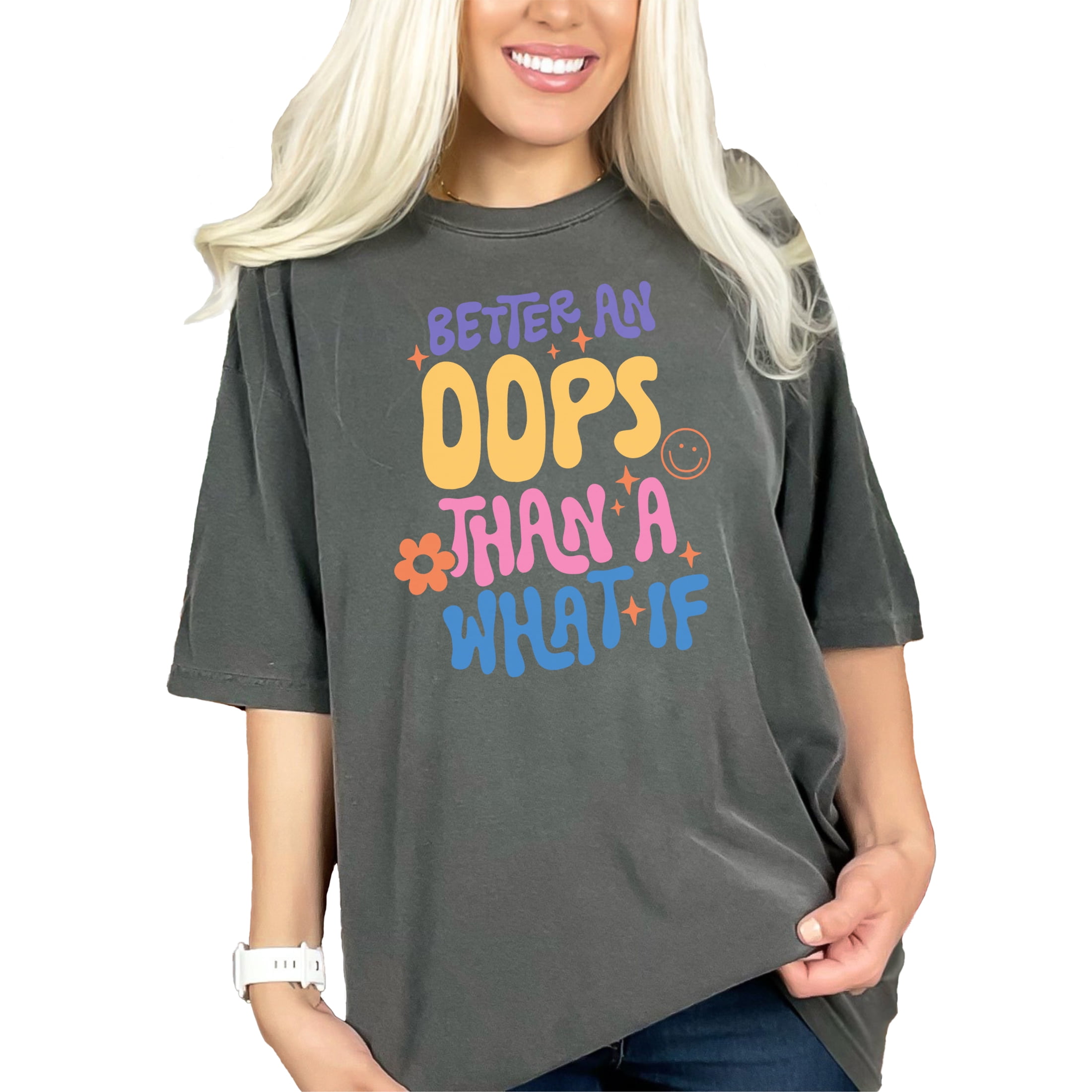 Better an Oops Than a What If Quote, Retro Groovy Wavy Text Art Merch ...