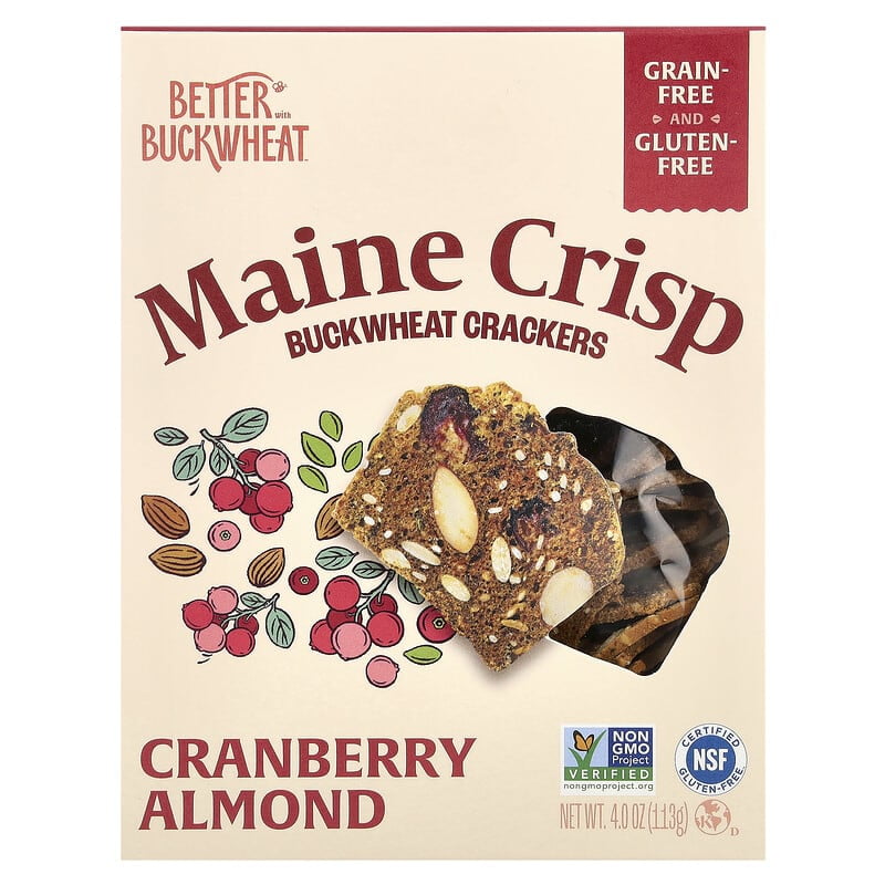 Better with Buckwheat, Maine Crisp Bucketwheat Crackers, Cranberry ...