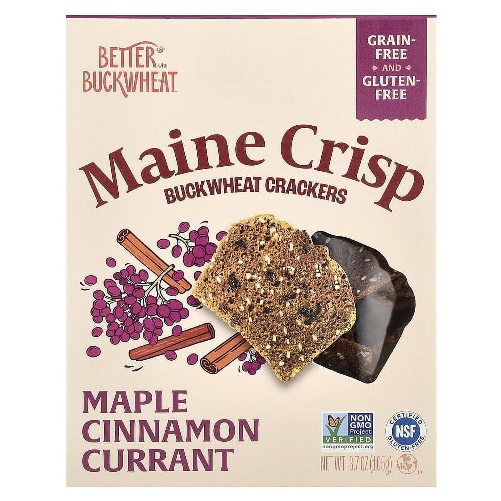 Better with Buckwheat, Maine Crisp Buckwheat Crackers, Maple Cinnamon ...