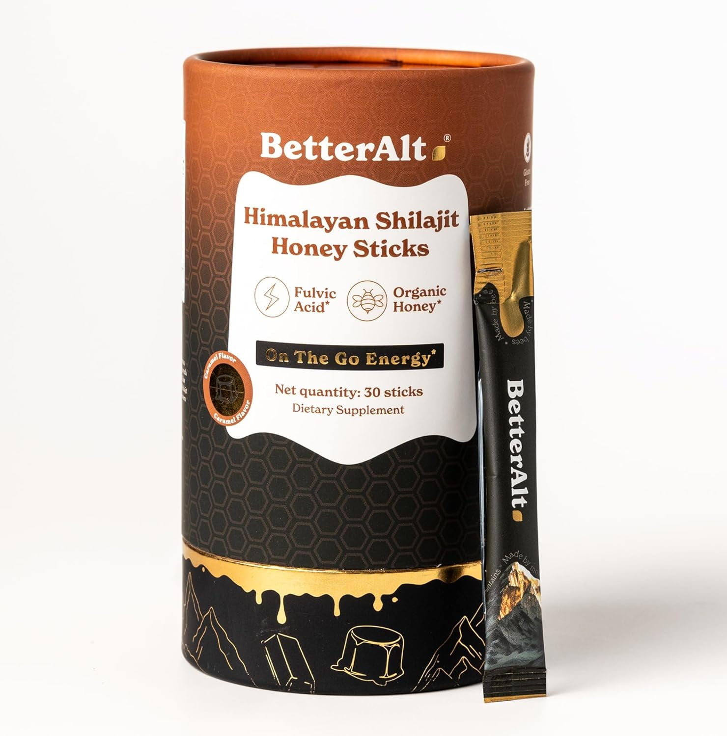 BetterAlt Pure Himalayan Shilajit Caramel Honey Sticks with Organic ...