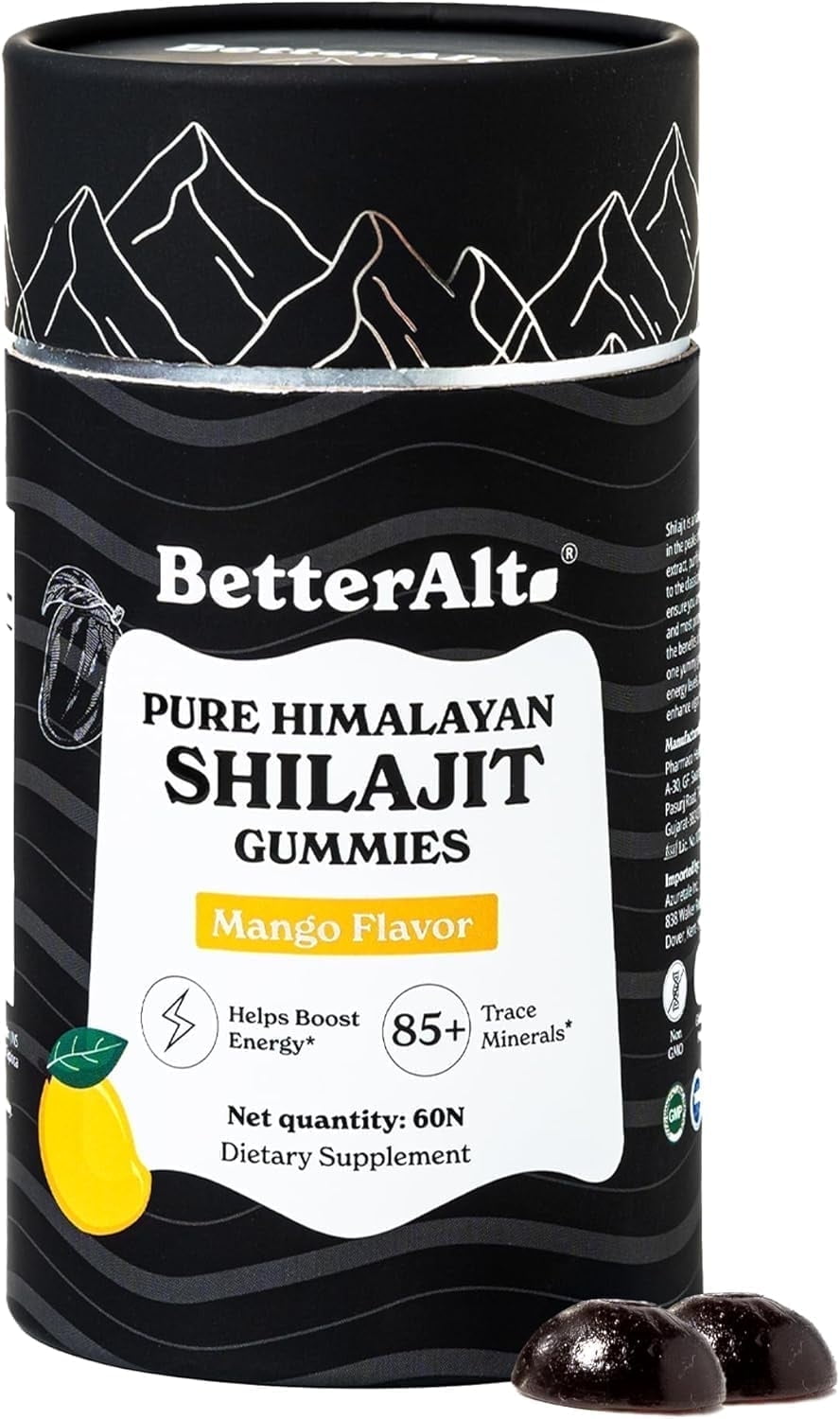 Better Alt Pure Himalayan Shilajit Gummies with Shilajit - 60 Gummies for Energy Boost, Mango ...