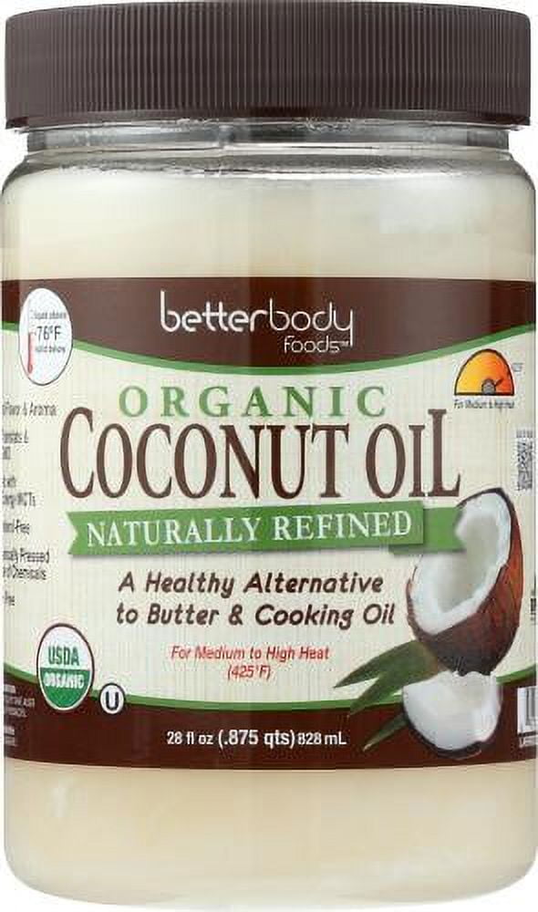 BetterBody Foods Organic Naturally Refined Coconut, 28 Oz (Pack of 6 ...