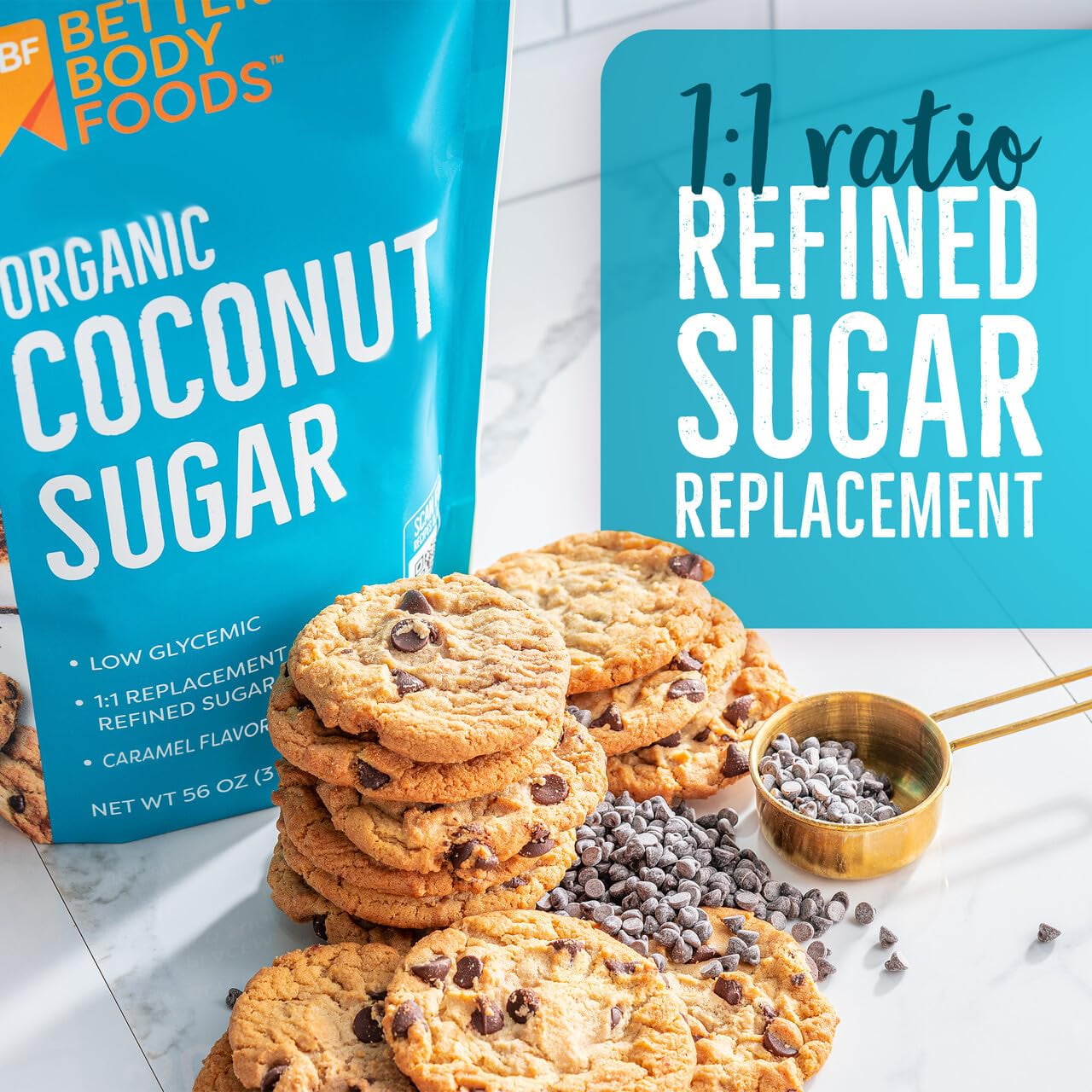 BetterBody Foods Organic SCH4 Coconut Sugar, Gluten-Free, Non-GMO, Low ...