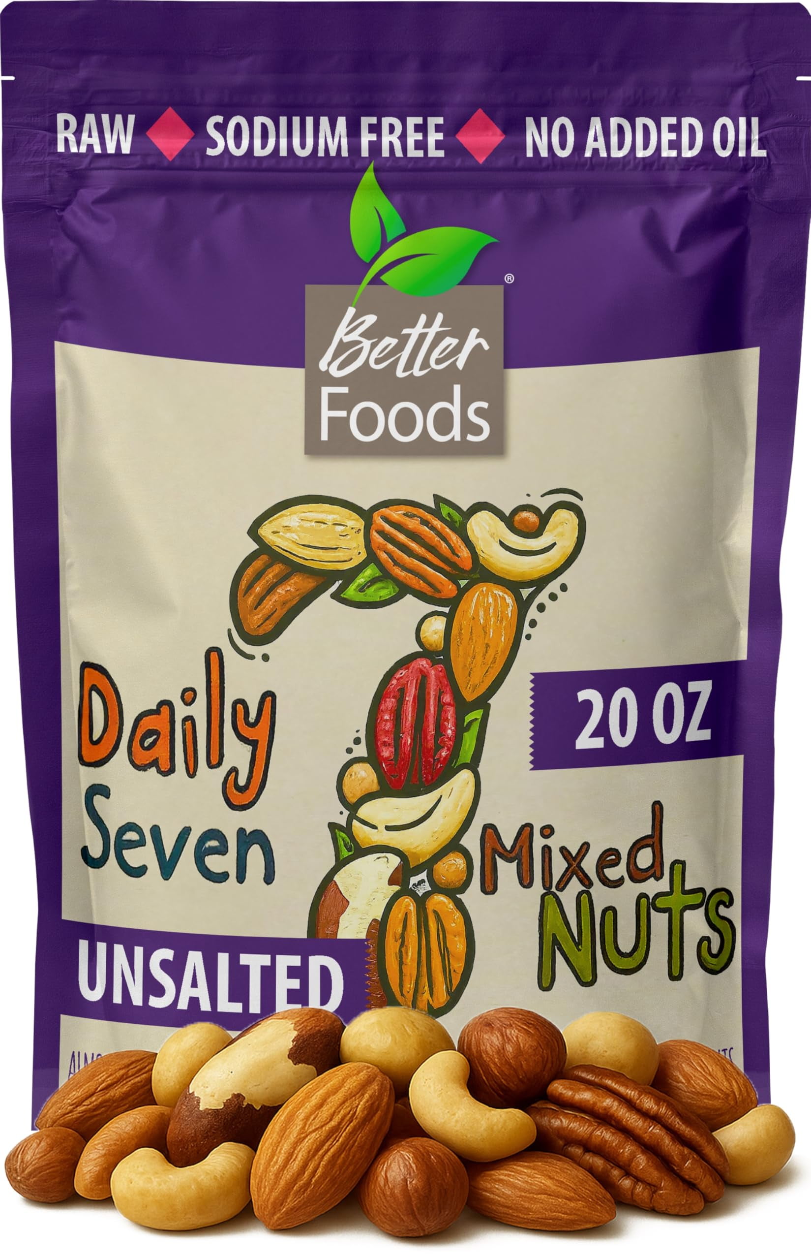 BetterFoods Daily 7 Mixed YYF14 Nuts | Complete Variety with Seven ...