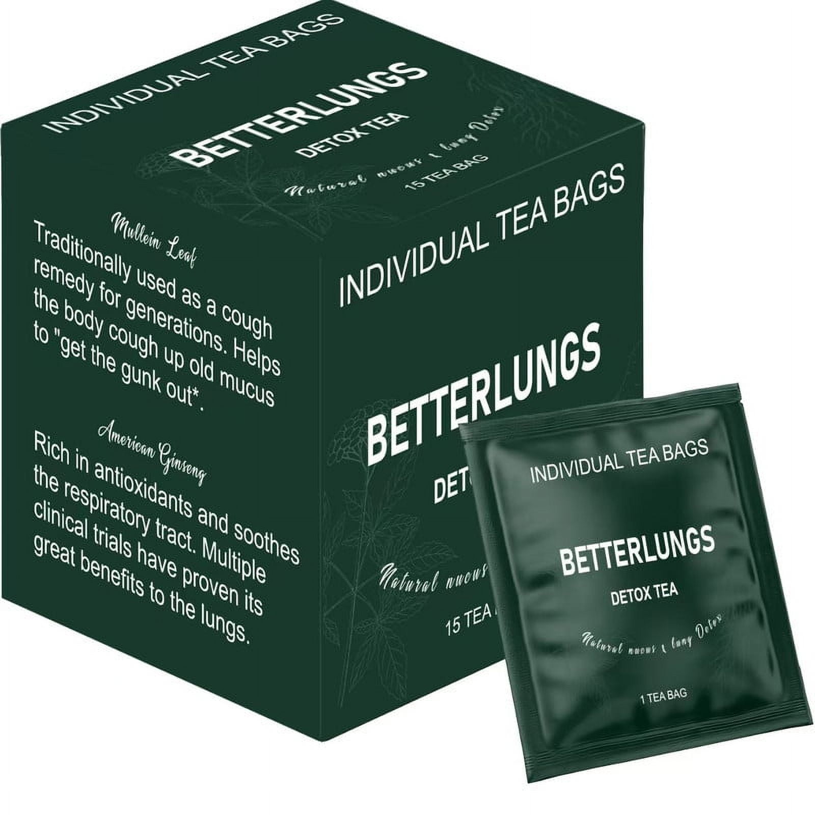 BetterLungs Lung Support Tea Bags for Lung Cleanse & Mucus Detox - 15 ...