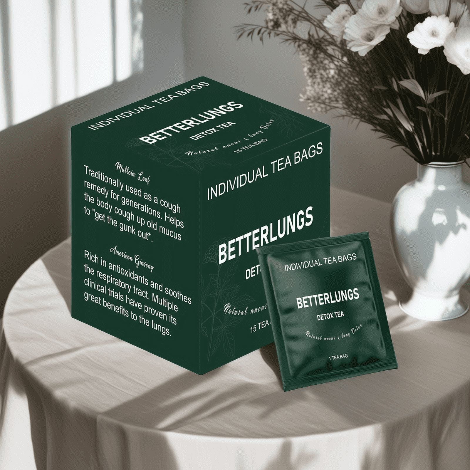 BetterLungs Lung Support Tea Bags for Lung Cleanse & Mucus Detox - 15 Tea Bags Better-brand ...