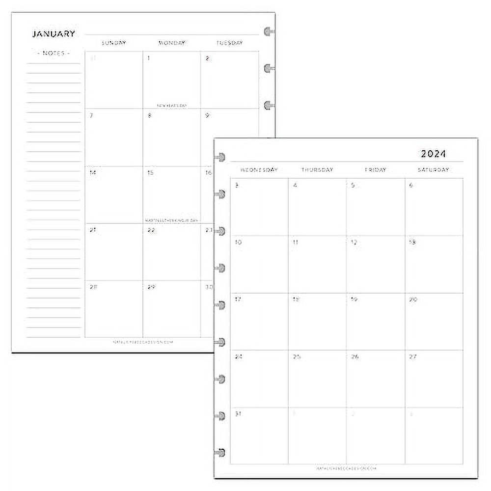 BetterNote 2024 Monthly Calendar Refill Fits Disc Notebooks, Fits Happy ...
