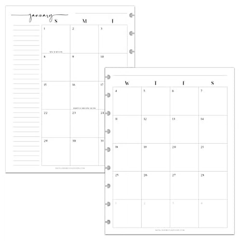 BetterNote 2024 Monthly Calendar Refill Fits Discbound Notebooks, Fits ...