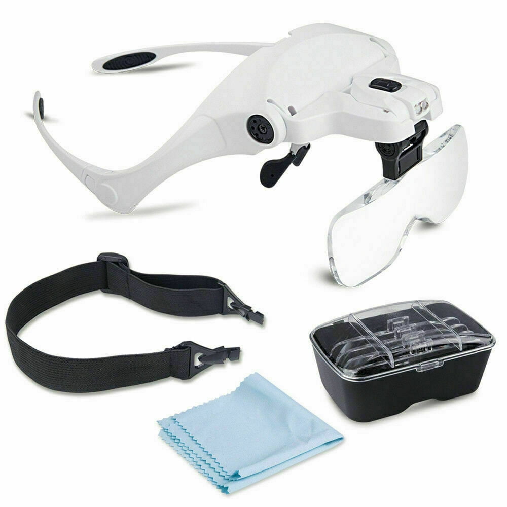 BetterVision LED Illuminated Headband Magnifier Visor, 5 Detachable ...